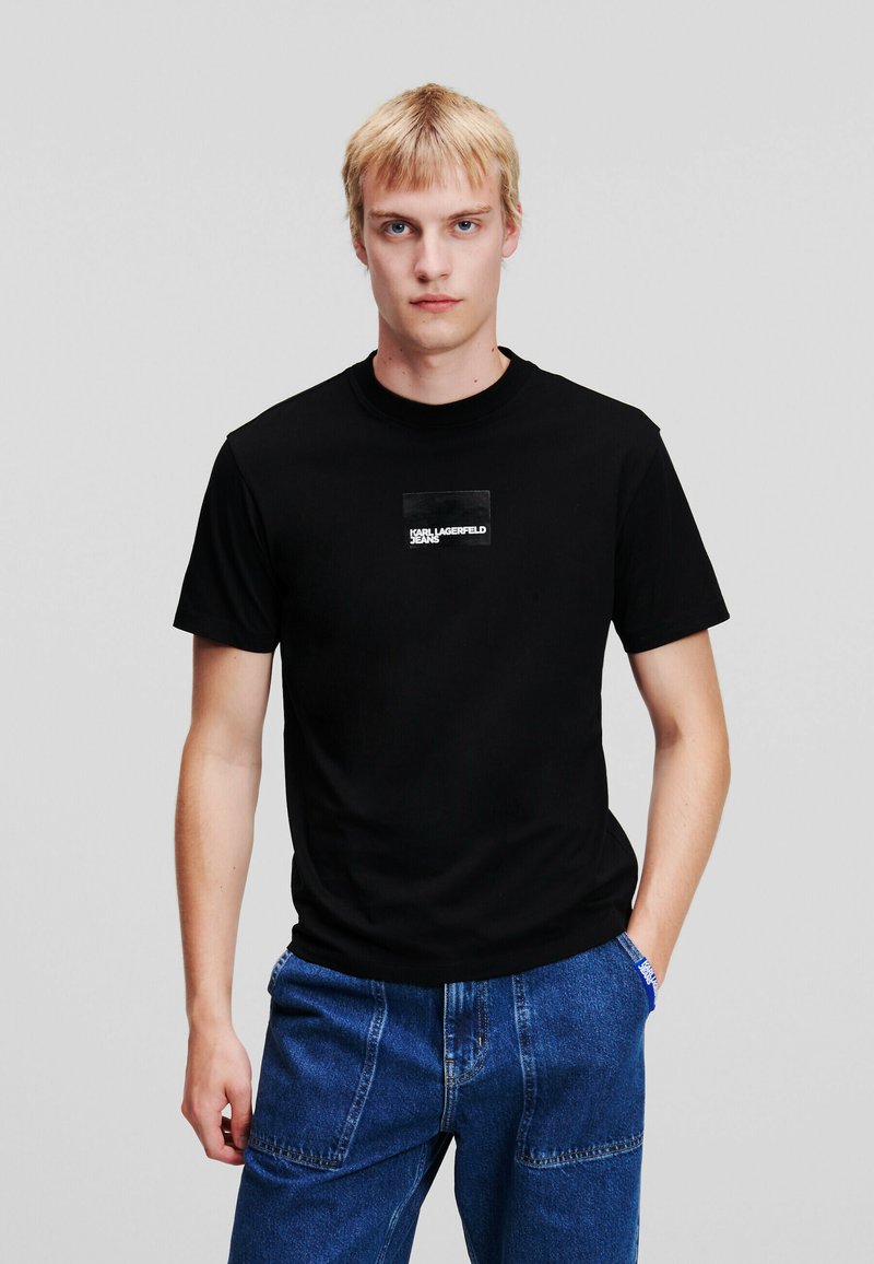 Karl Lagerfeld Jeans REGULAR SHORT SLEEVE LOGO TEE - Camiseta estampada - black/negro - Zalando.es