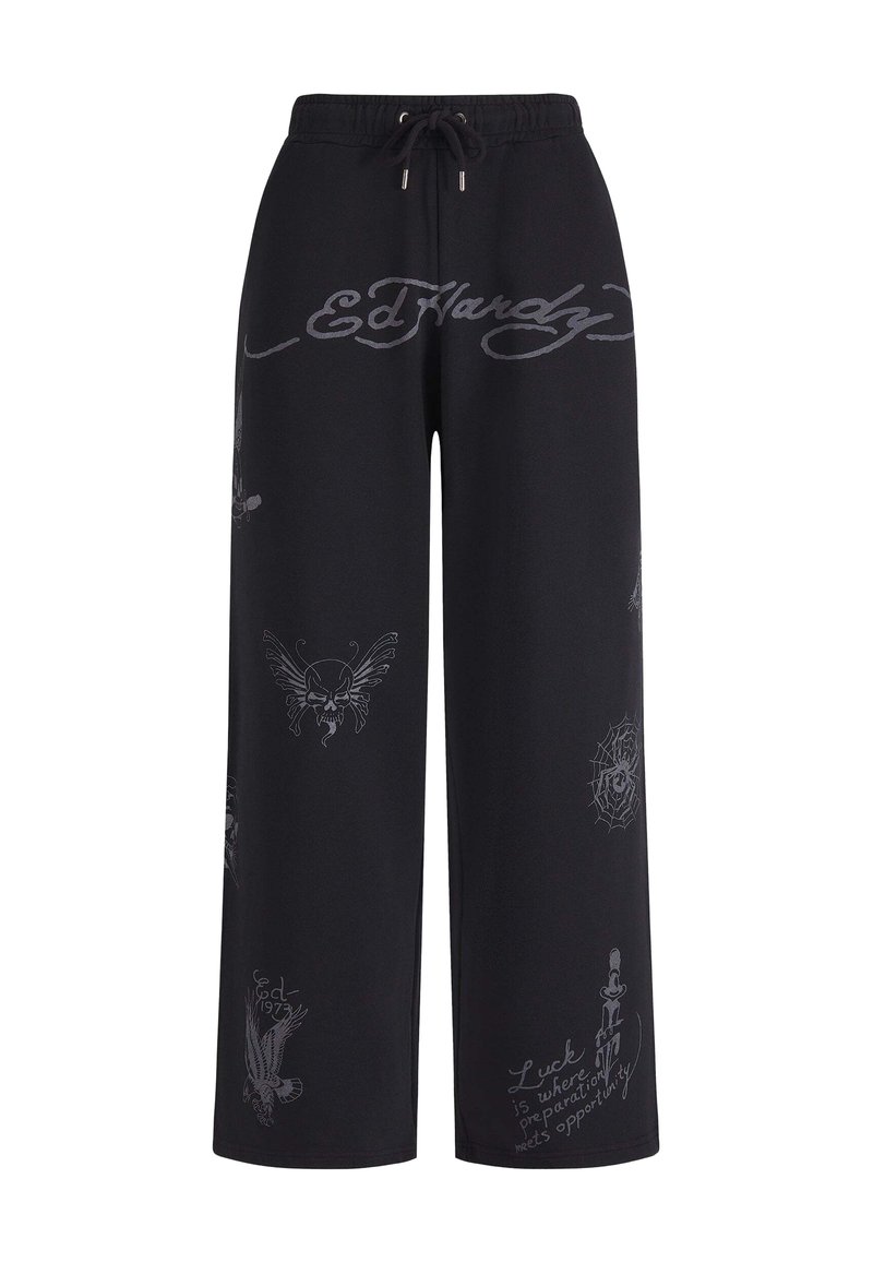 Ed Hardy TATTOO COLLAGE RELAXED JOGGERS - Trainingsbroek - black/zwart ...