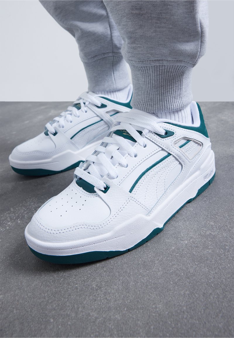 Puma SLIPSTREAM JR UNISEX - Trainers - white/varsity green/white ...