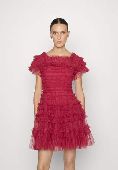 Needle & Thread LISETTE RUFFLE MICRO MINI DRESS - Cocktailjurk - cerise ...