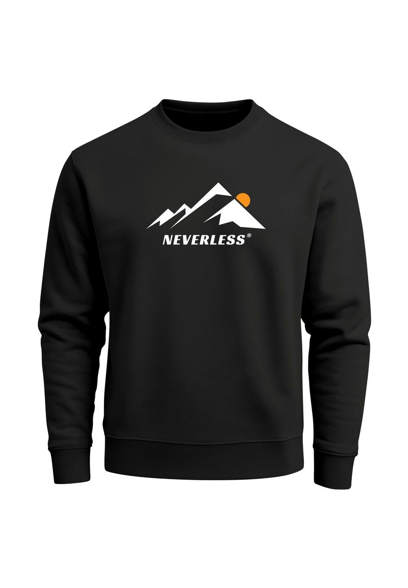 Neverless GRAFIK BERGE FRONTPRINT - Sweatshirt - schwarz/black - Zalando