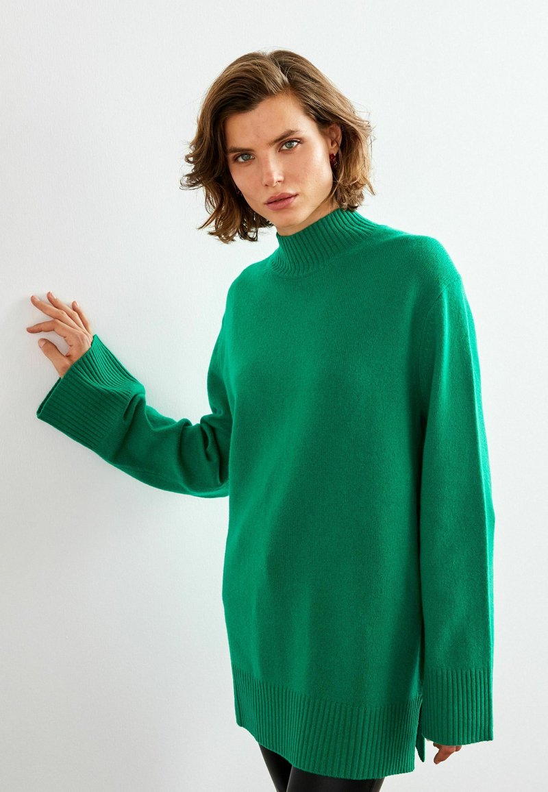 Next 100% Wool High Neck Tunic Jumper - Jumper - green - Zalando.de