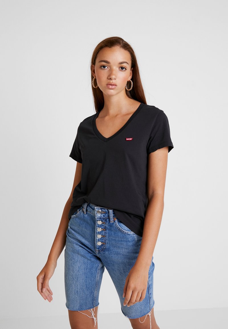 Levi's® PERFECT V NECK - T-shirt med print - caviar/svart - Zalando.se