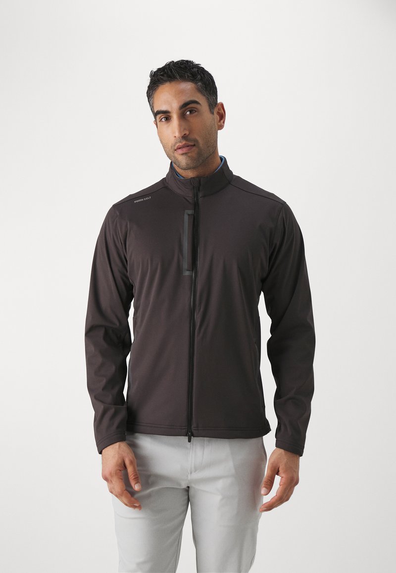 Puma Golf CHANNEL JACKET - Soft shell jacket - black/slate sky/black ...