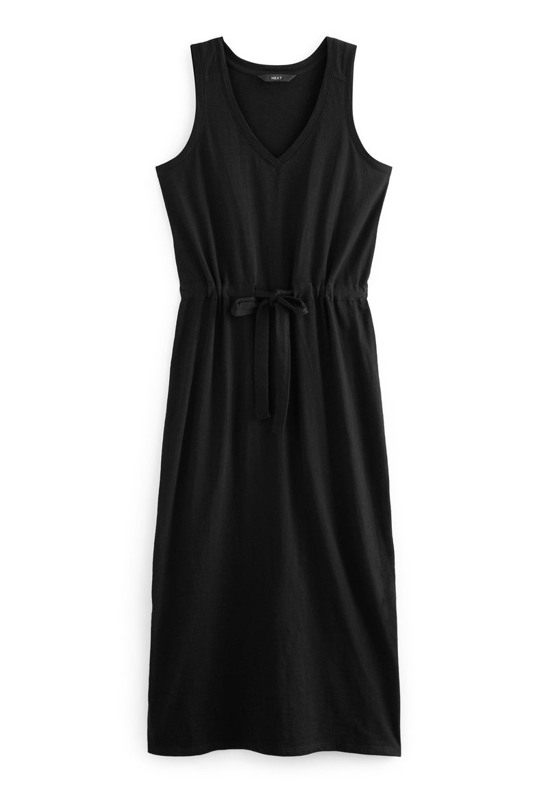 Next SLEEVELESS MIDI V-NECK SLUB DRESS - Robe en jersey - black/noir ...