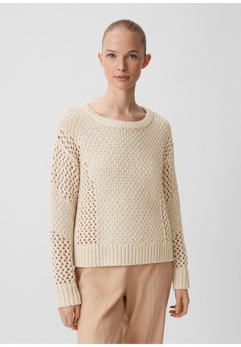 comma casual identity MIT LABEL PATCH - Strickpullover - beige/sand - Zalando.de