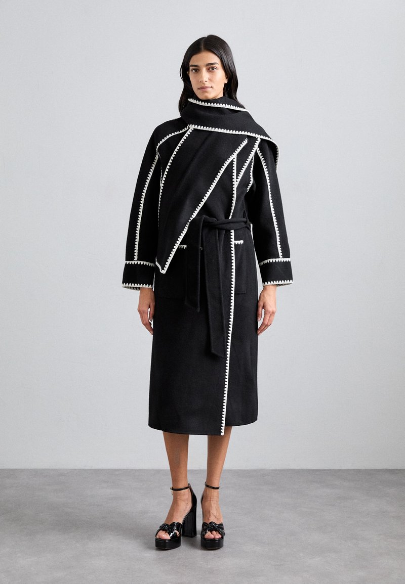 maje Klasisks mētelis - noir/blanc/melns - Zalando.lv