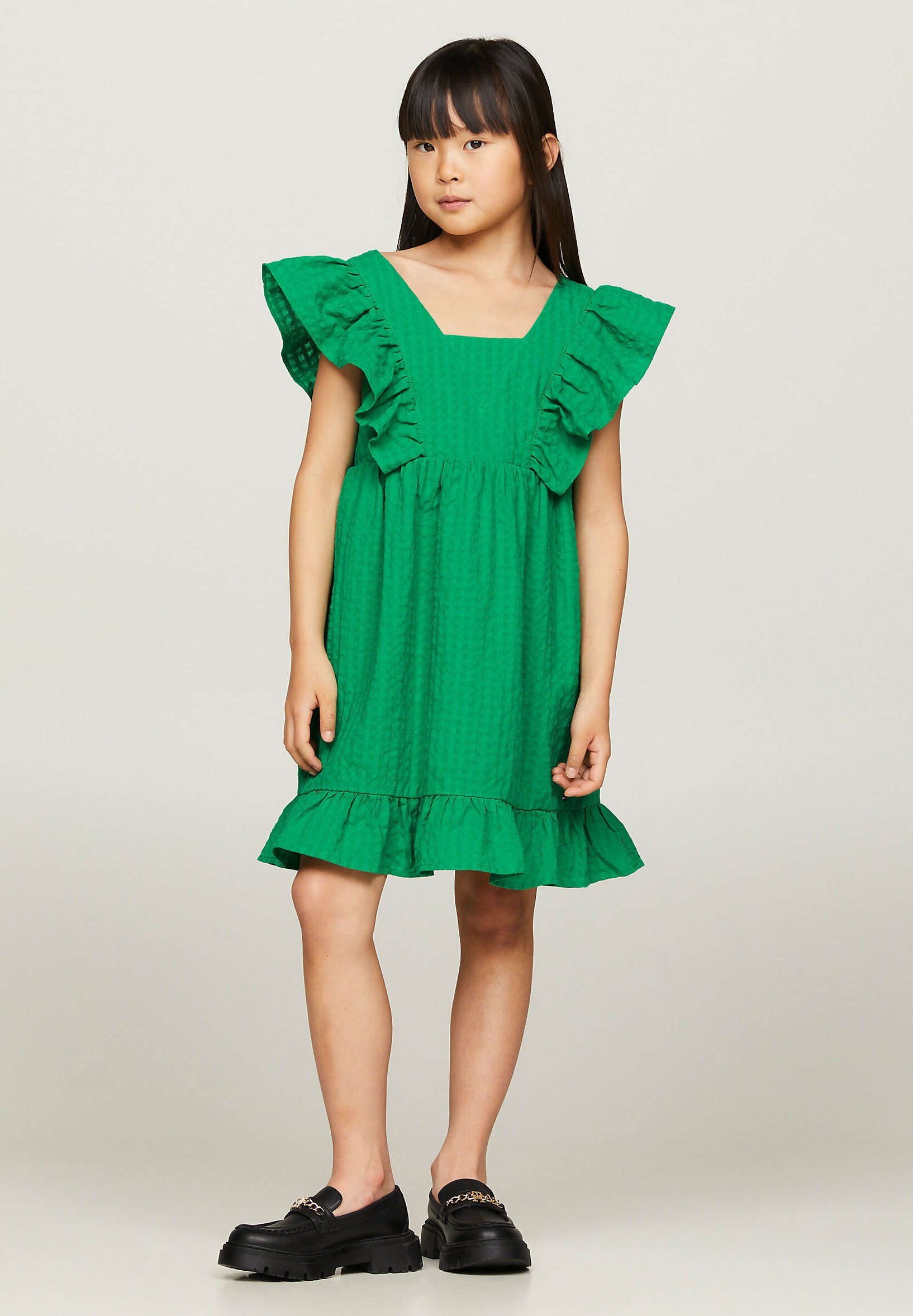 Tommy Hilfiger FRILL FIT AND FLARE Freizeitkleid olympic green grun Zalando