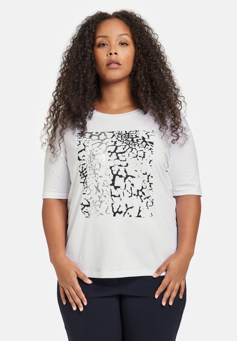 Samoon KURZARM RUNDHALS HALBARM - Apdrukāts T-krekls - white gemustert ...