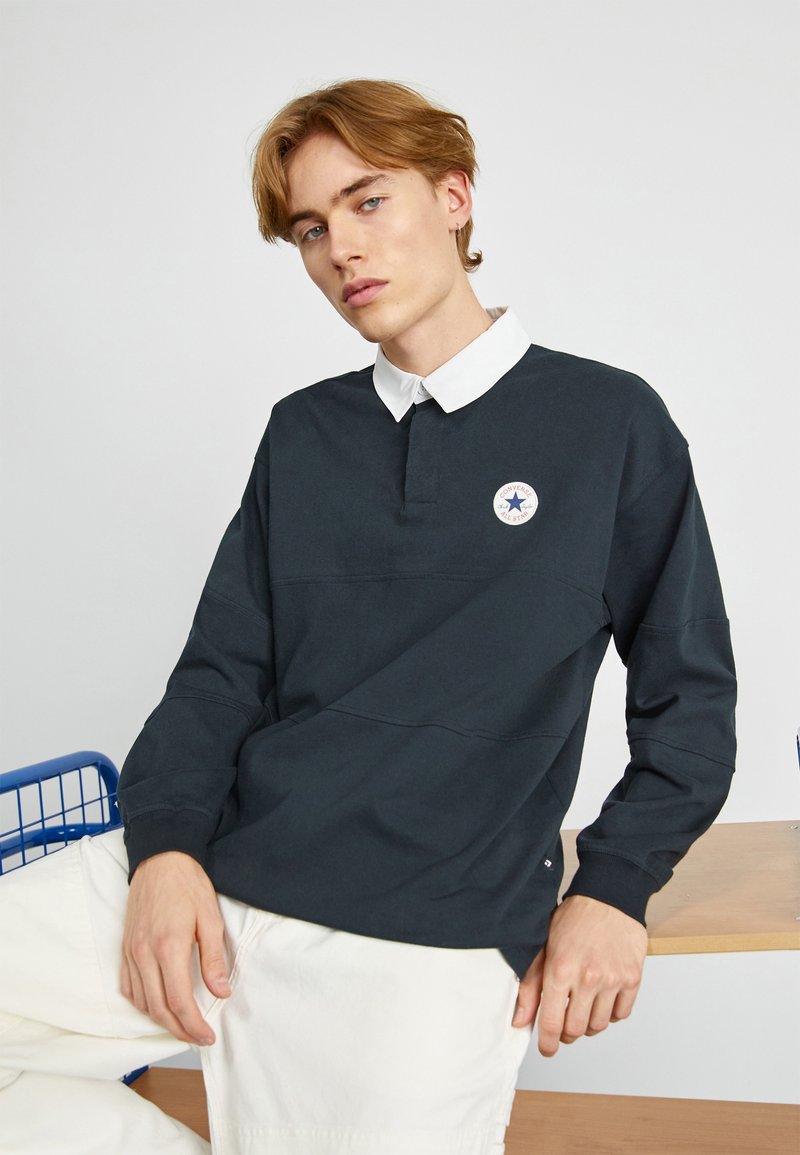 Converse ALL STAR LONG SLEEVE RUGBY - Poloshirt - black/schwarz ...
