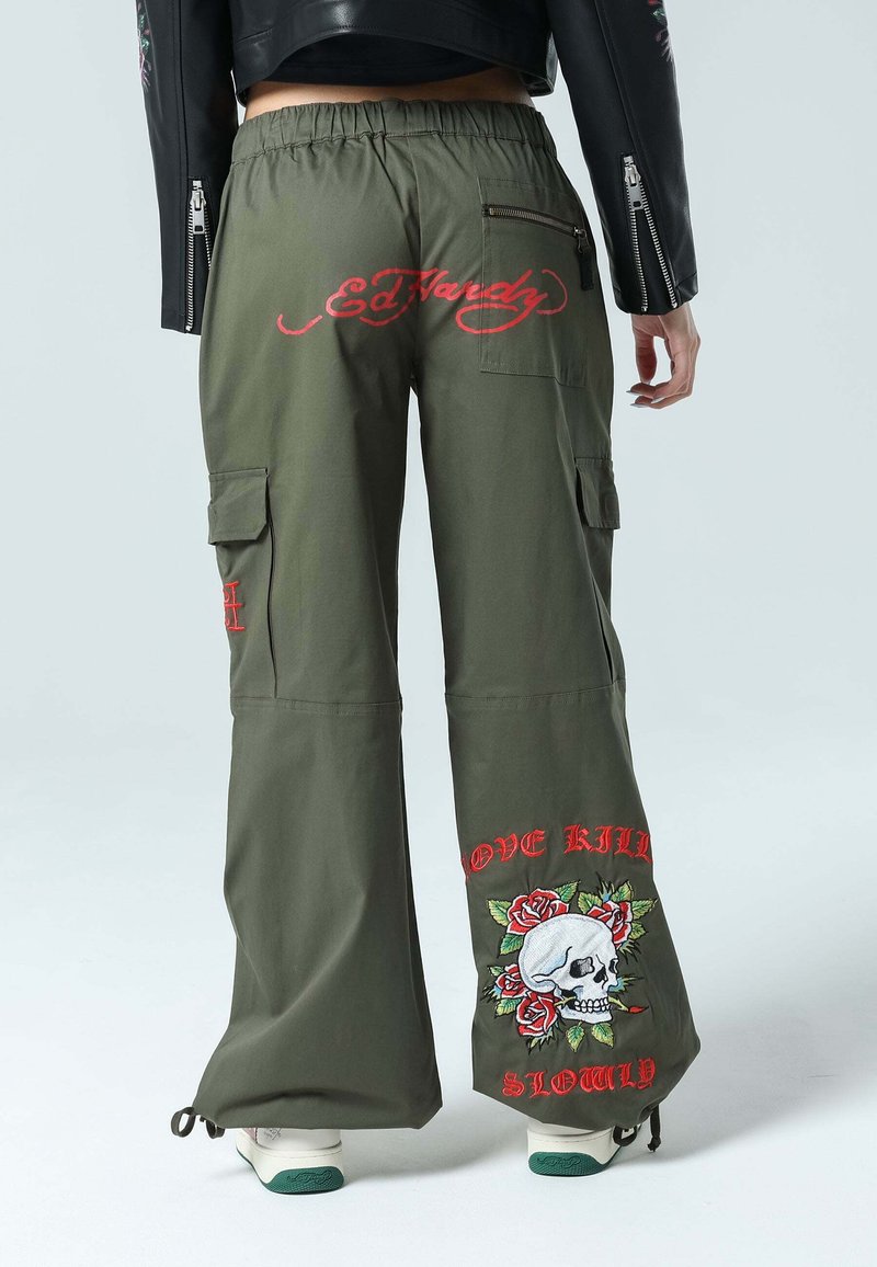 Ed Hardy SKULL-LA - Pantalon cargo - dusty olive/olive - ZALANDO.FR