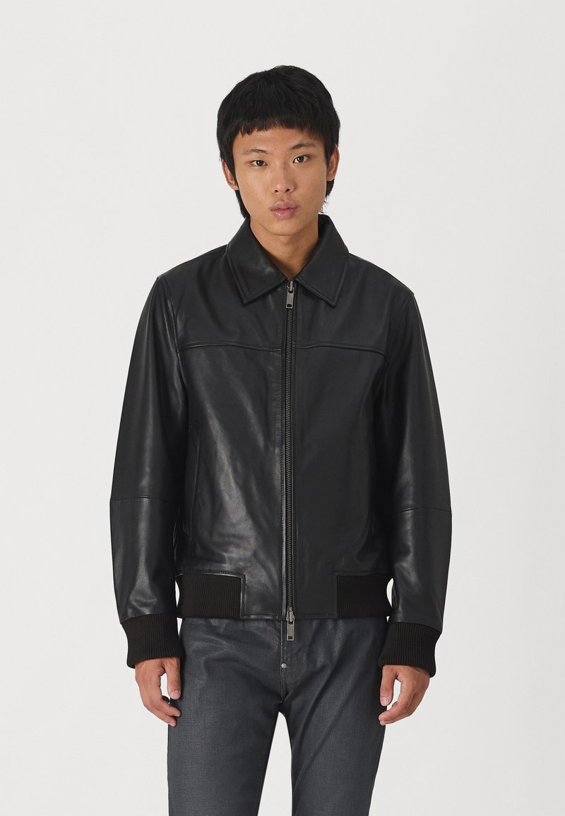 Selected Homme SLHDEON JACKET - Leather jacket - black - Zalando