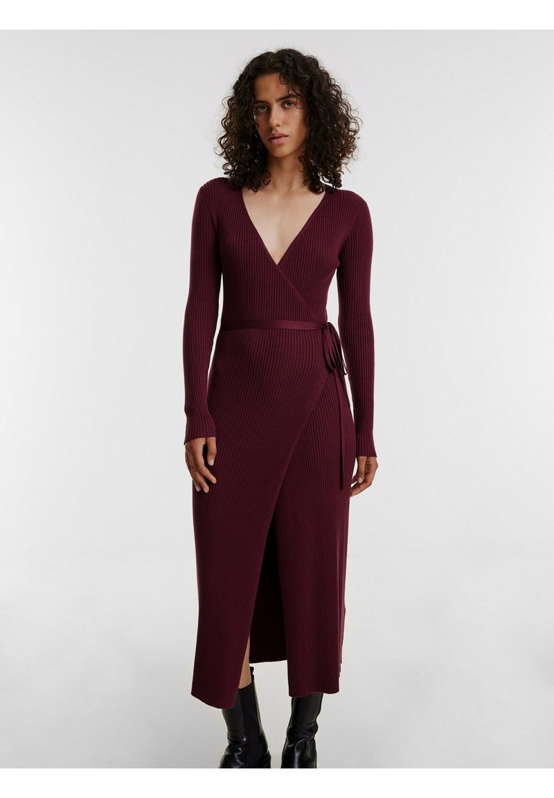 EDITED MAILIEN - Gebreide jurk - rot/bordeauxrood - Zalando.nl