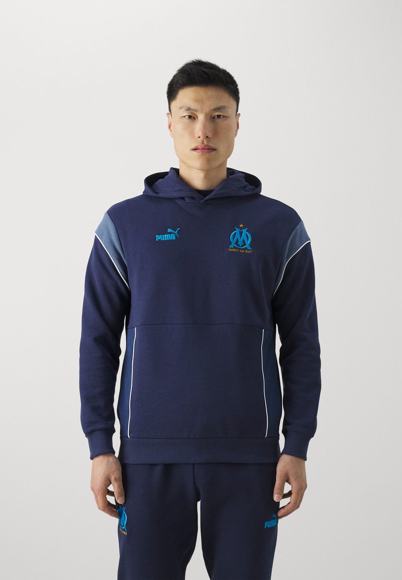 Puma OLYMPIQUE DE MARSAILLE FTBLARCHIVE HOODIE - Club wear - navy ...