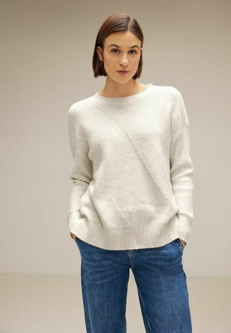 Street One MIT STRUKTUR - Strickpullover - weiß - Zalando.de