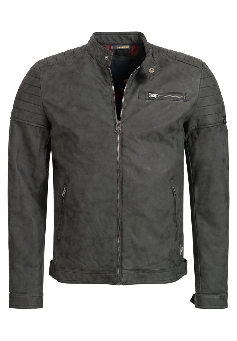 INDICODE JEANS MANUEL - Imitert skinnjakke - dark gray/mørkegrå ...