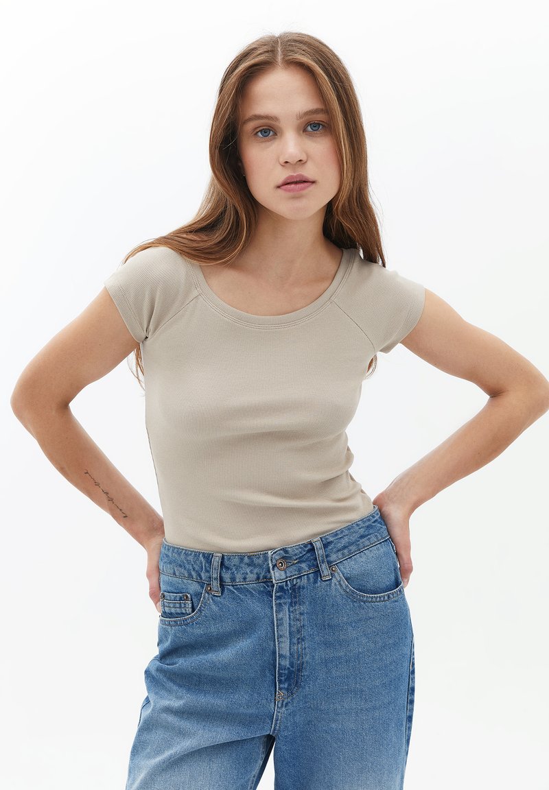 OXXO BOAT NECK - T-shirt basic - cobblestone/beige - Zalando.it