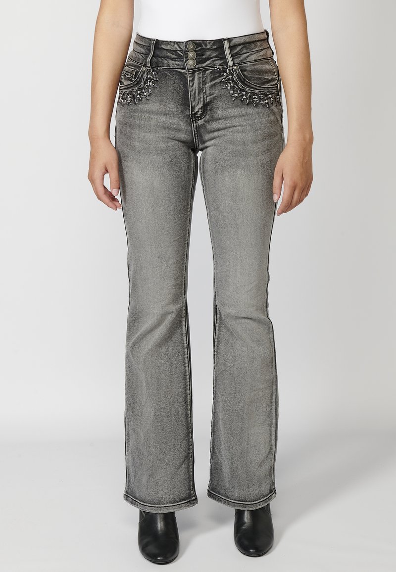 Koroshi LONG BELL - Jean bootcut - denim gris grey denim/denim gris ...