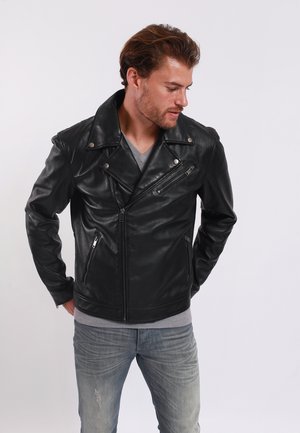 Lee Cooper BASILE - Veste en cuir - black/noir - ZALANDO.FR