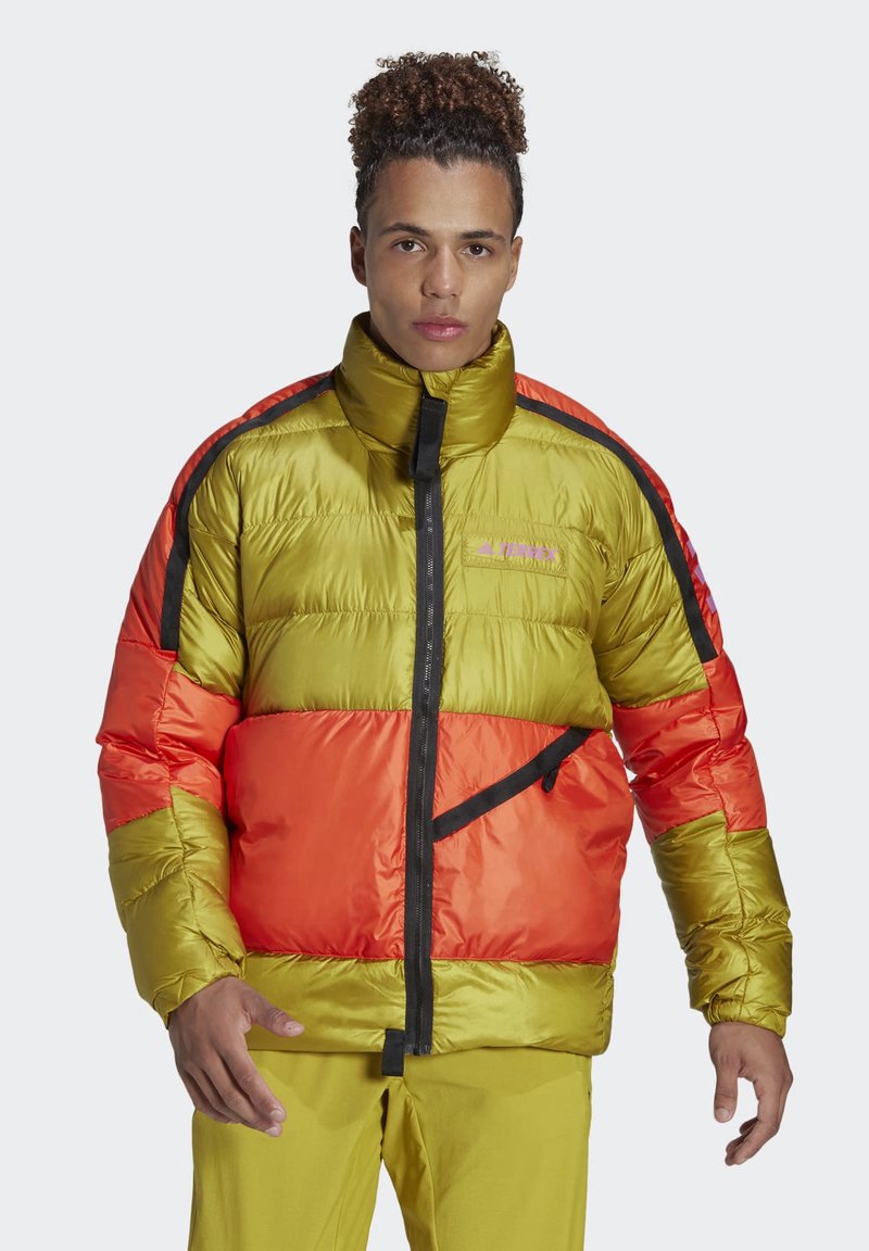 adidas Performance Down jacket - pulse olive/semi impact orange/olive ...