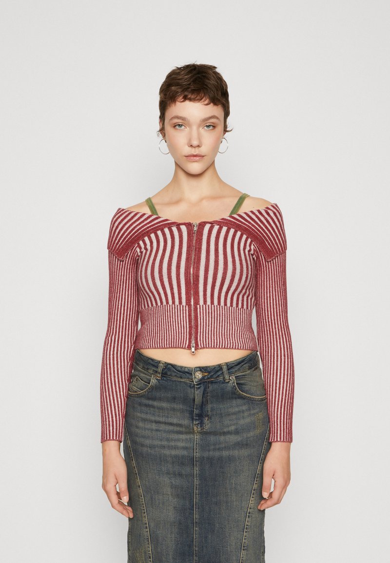 BDG Urban Outfitters PLATED ZIP CARDIGAN - Cardigan - burgundy/bordeaux ...