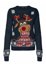 Vero Moda VMNEWFROSTYDEER LS O-NCK XMAS REP - Pullover - navy blazer ...