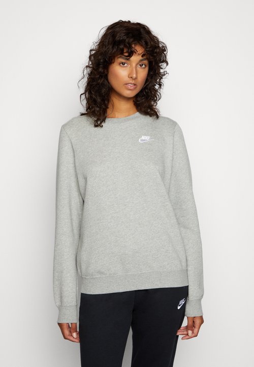 Nike Sportswear W NSW ESSNTL CREW FLC HBR - Mikina - grey heather/white ...