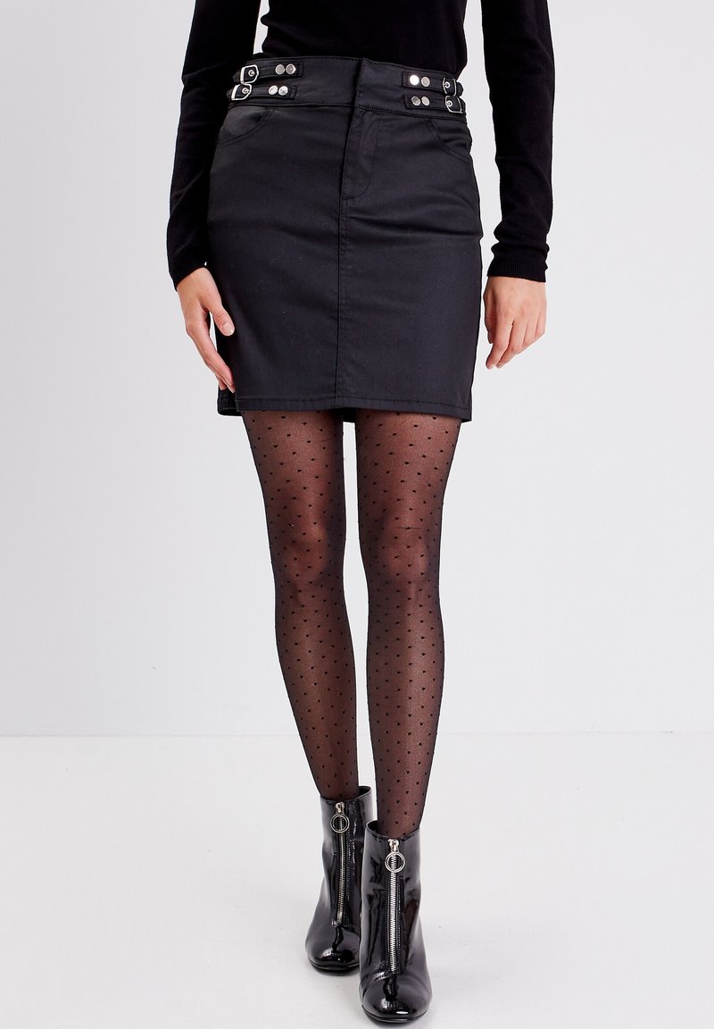 Cache Cache GERADER CITY MIT KETTE - Minifalda - denim noir enduit ...