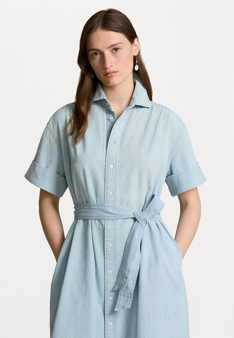 Polo Ralph Lauren COTTON CHAMBRAY SHIRTDRESS - Shirt dress - chambray ...