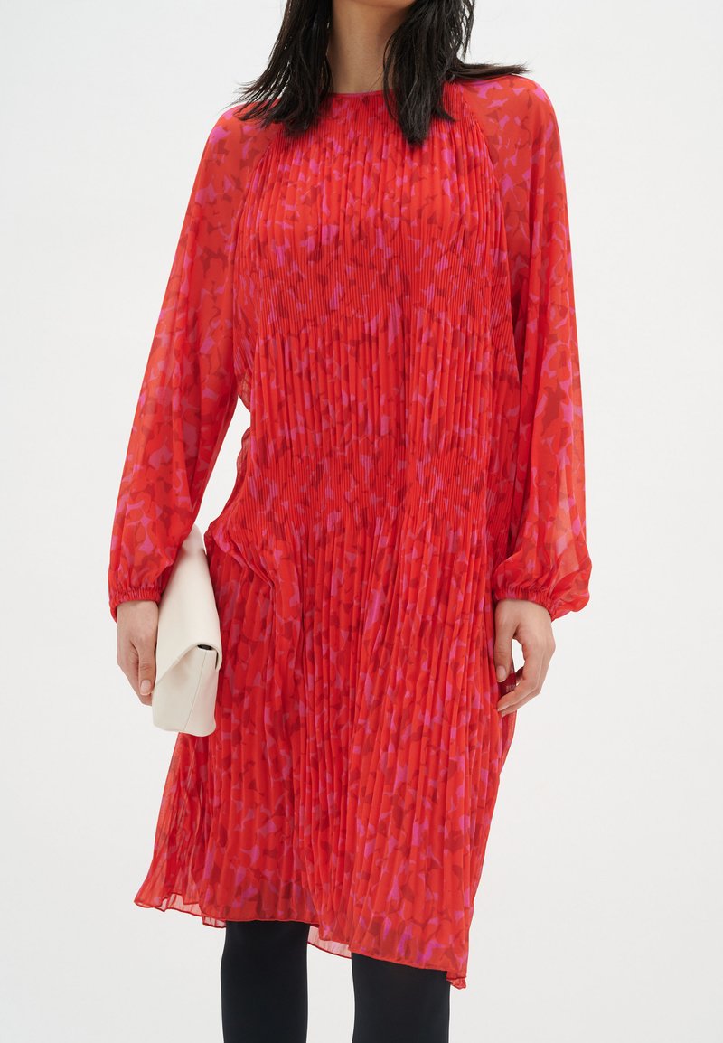 InWear LENDRA - Day dress - red plisse strokes/red - Zalando.ie
