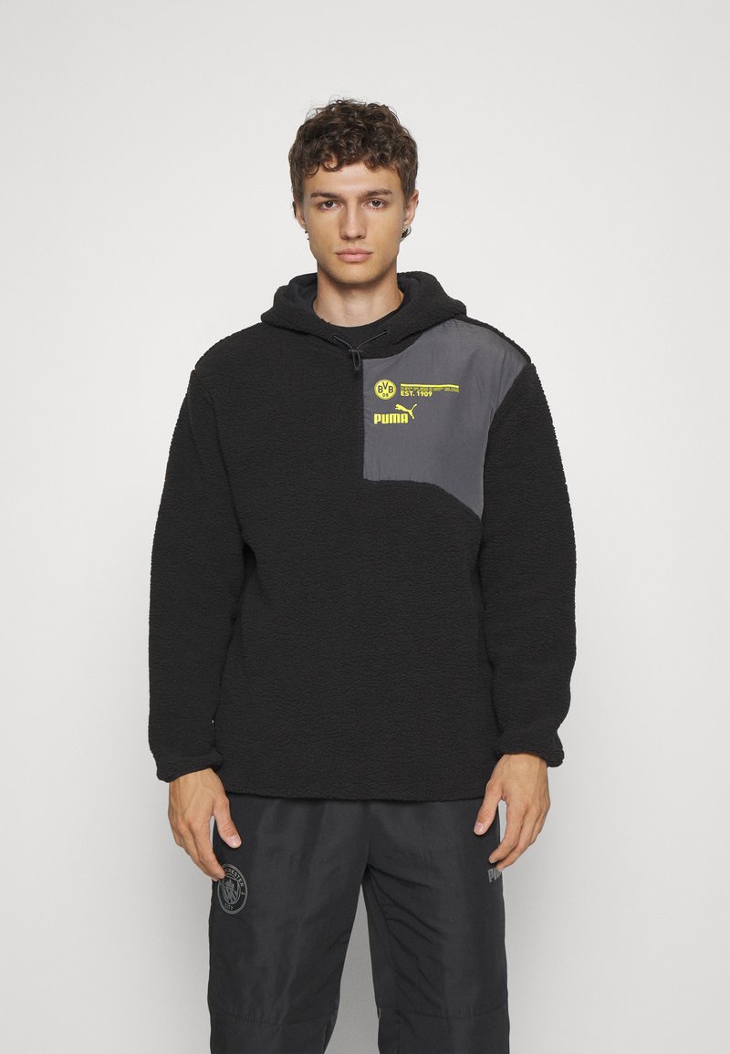 Puma BVB BORUSSIA DORTMUND HOODY - Klub merchandise - black/shadow gray ...
