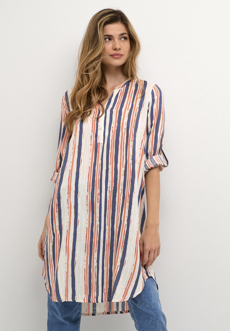 Kaffe KAIDA - Blusenkleid - orange blue stripe/orange - Zalando.ch