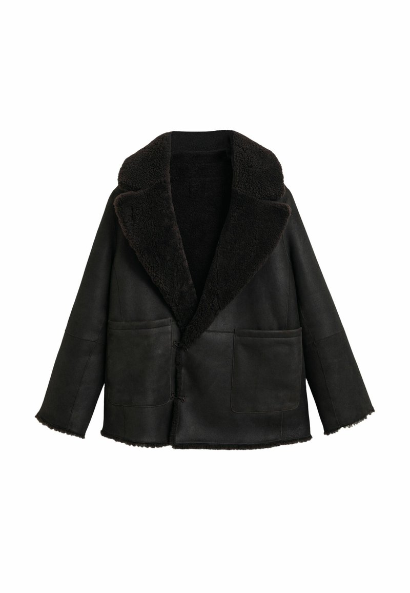 GANT REVERSIBLE SHEARLING PEA - Lederjacke - deep brown/dunkelbraun ...