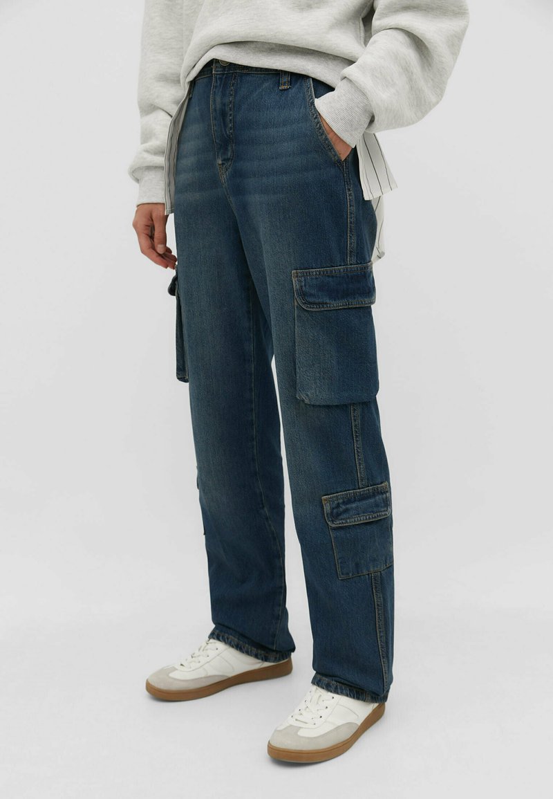 Stradivarius Jeans Straight Leg - stone blue denim/stone-blue denim ...