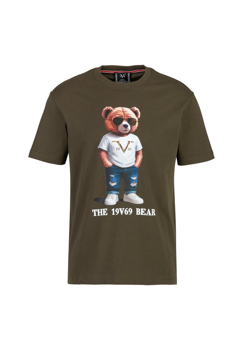19V69 Italia RAFAEL COOL BEAR - Print T-shirt - military green/green ...