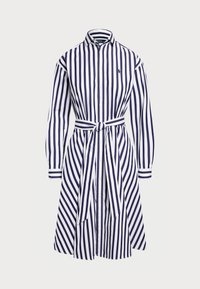 Polo Ralph Lauren BELTED WIDE STRIPE COTTON SHIRTDRESS - Shirt dress - navy/white/dark blue ...