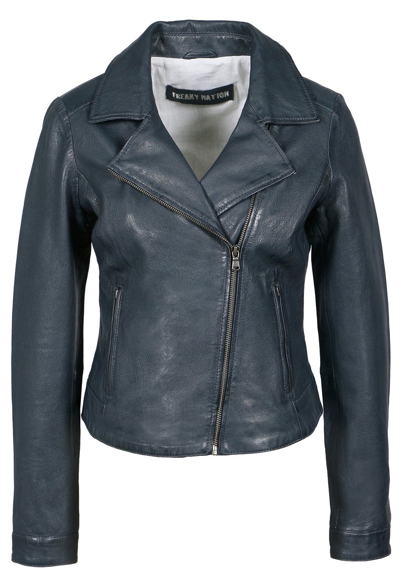 Freaky Nation RUNA - Kožená bunda - blue grey/modrošedá - Zalando.cz