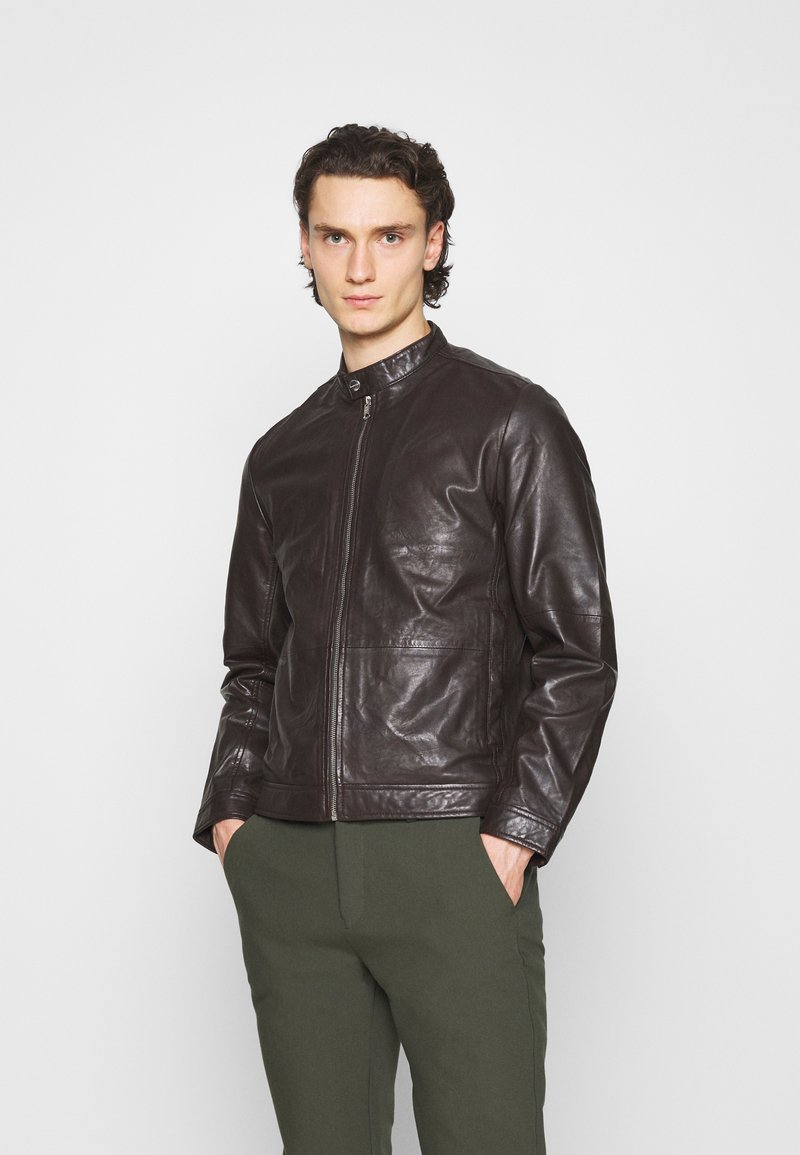 Matinique MAADRON - Leather jacket - dark brown/brown - Zalando.ie