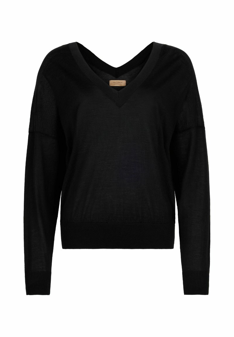 Falconeri FINE DOUBLE V-NECK - Jumper - black - Zalando
