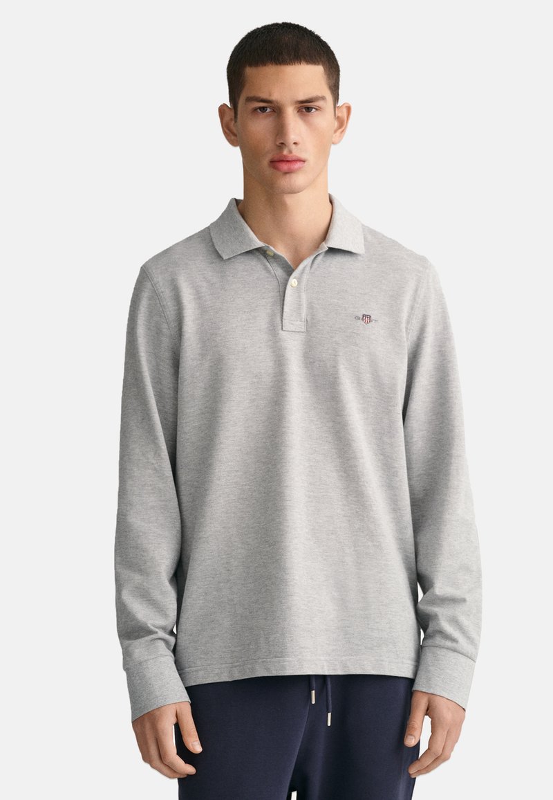 GANT REG SHIELD RUGGER - Polo - grey melange/grigio chiaro screziato - Zalando.it