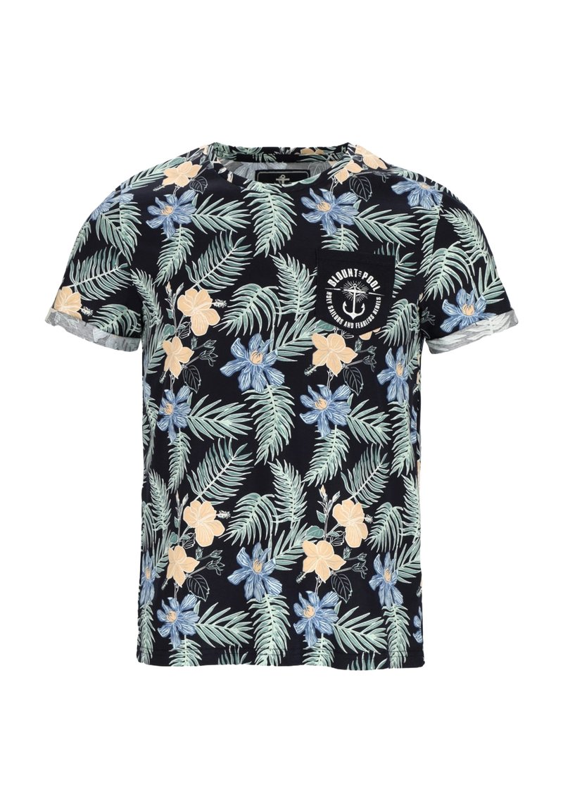 Blount & Pool TROPICAL POCKET - T-Shirt print - navy hibiscus aop/blau ...