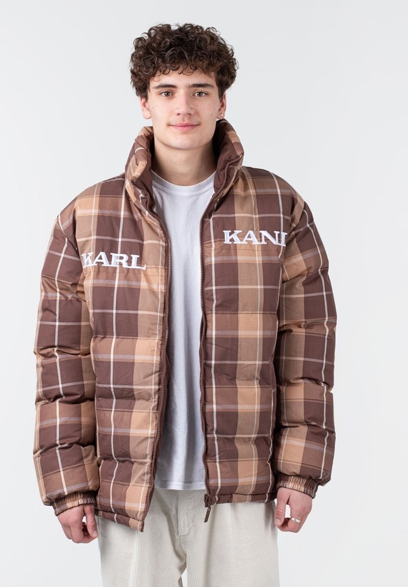 Karl Kani Retro Reversible Check Puffer Winter Jacket Sand Brownbrown Zalandode