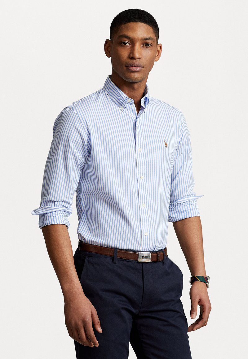 Polo Ralph Lauren CUSTOM FIT STRIPED STRETCH OXFORD SHIRT - Chemise - blue/white/bleu - ZALANDO.FR