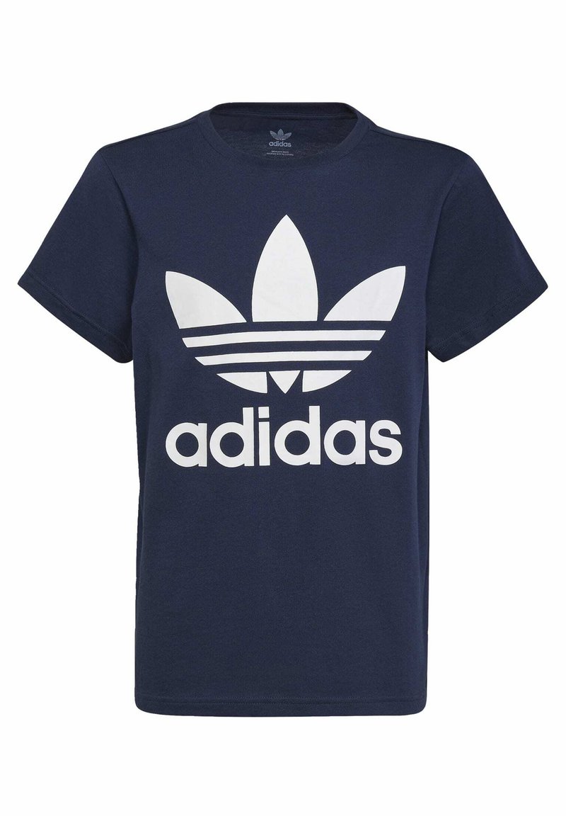 Adidas Originals Trefoil Tee Print T Shirt Blue Dark Blue Zalando
