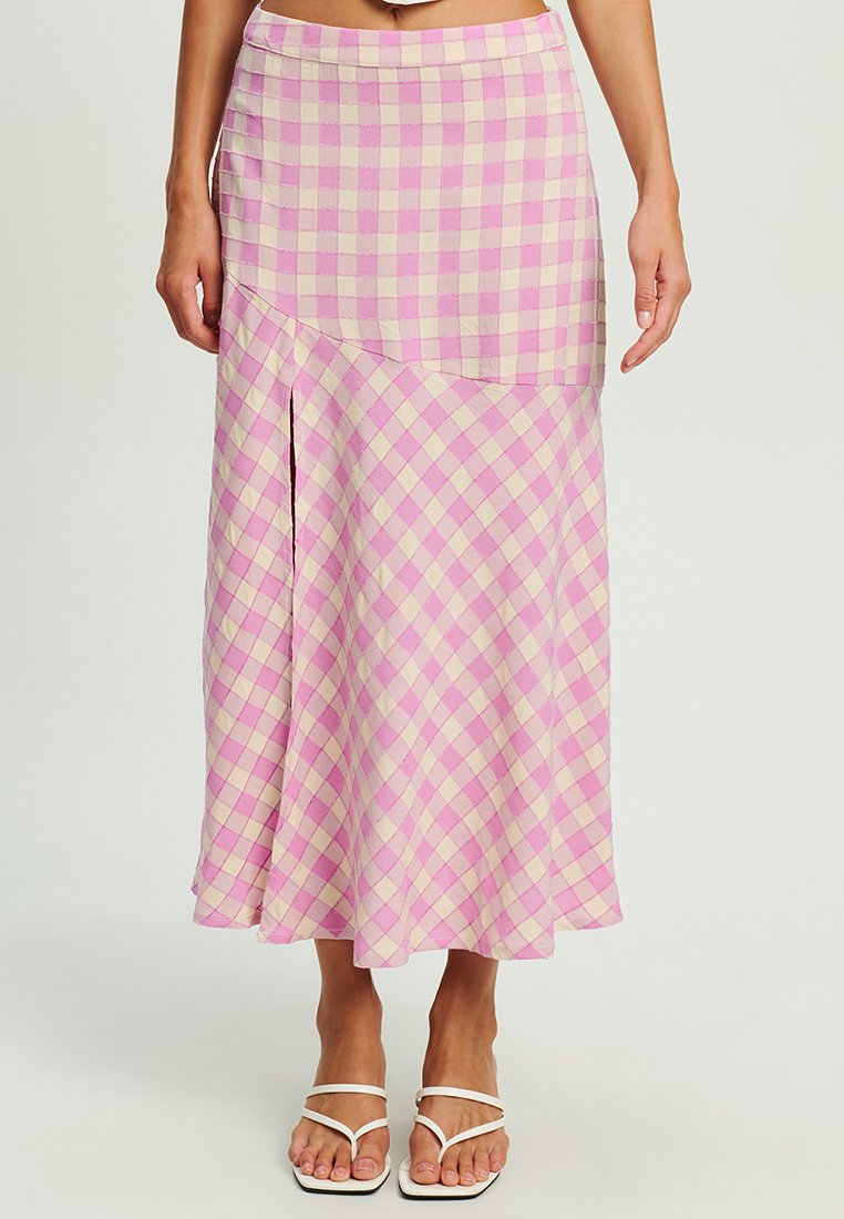 CALLI NOW OR NEVER SPLIT - A-linjekjol - lilac gingham/syren - Zalando.se