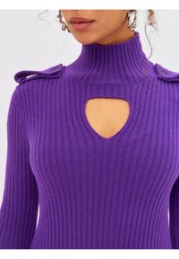 Cesare Gaspari HIGH NECK LONG SLEEVE - Robe fourreau - purple/violet ...