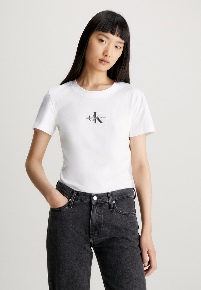 Calvin Klein Jeans MONOLOGO - T-shirt print - bright white/wit - Zalando.be