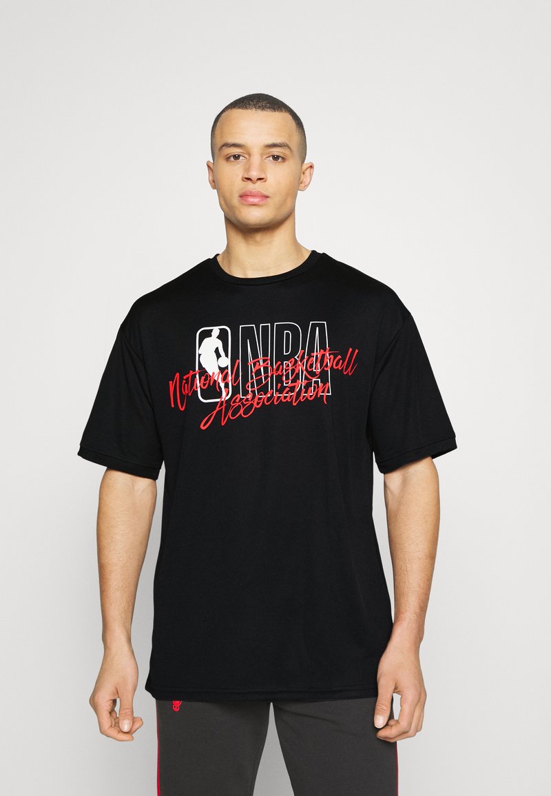 New Era NBA LOGO SCRIPT TEE - T-Shirt print - black/white/schwarz ...