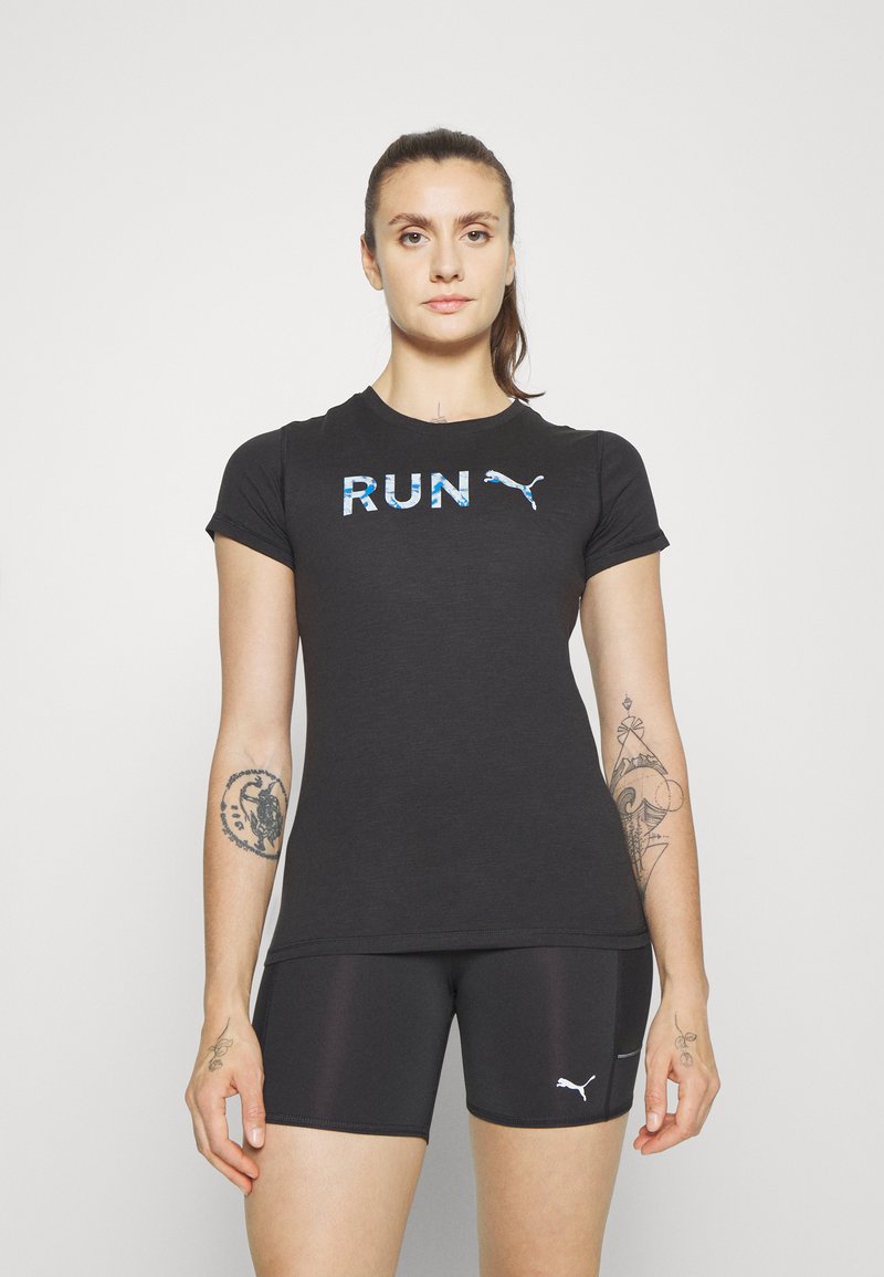 Puma GRAPHIC TEE RUN - T-Shirt print - black/schwarz - Zalando.de