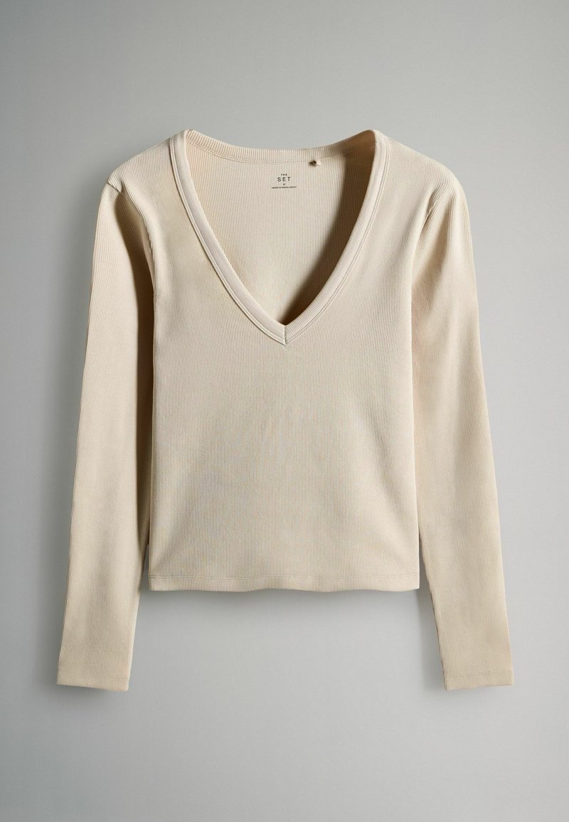 THE SET REGULAR FIT - 4 PACK DEEP V-NECK LONG SLEEVE - Langærmet T ...